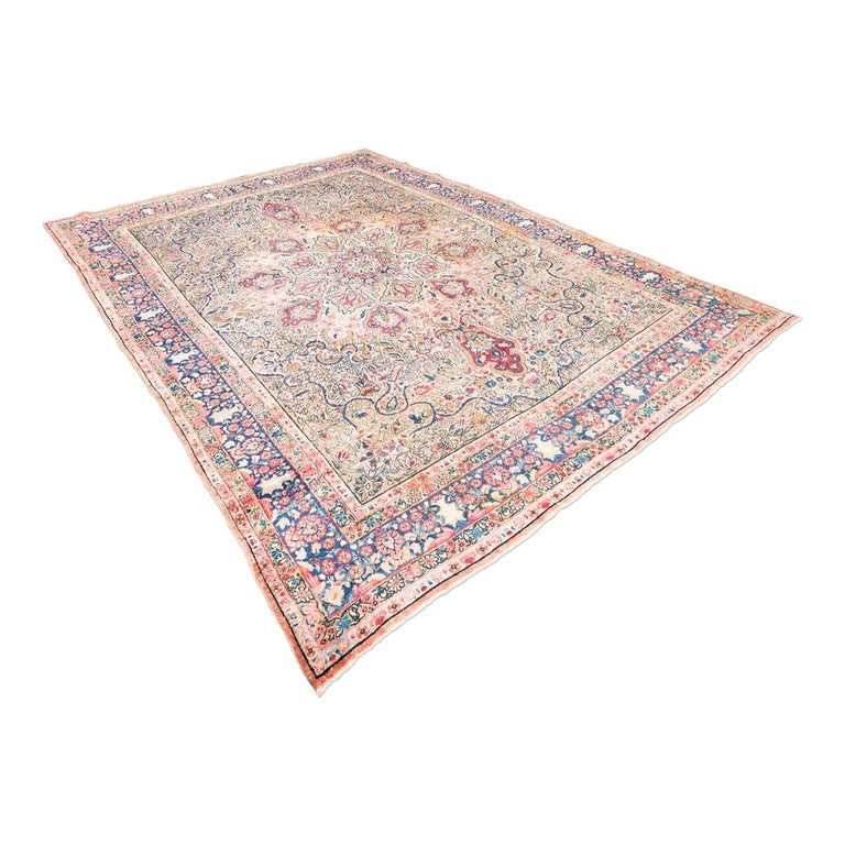 Wool Handmade Kirman Rug Classic Flowers, Leaves and Branches Design ...