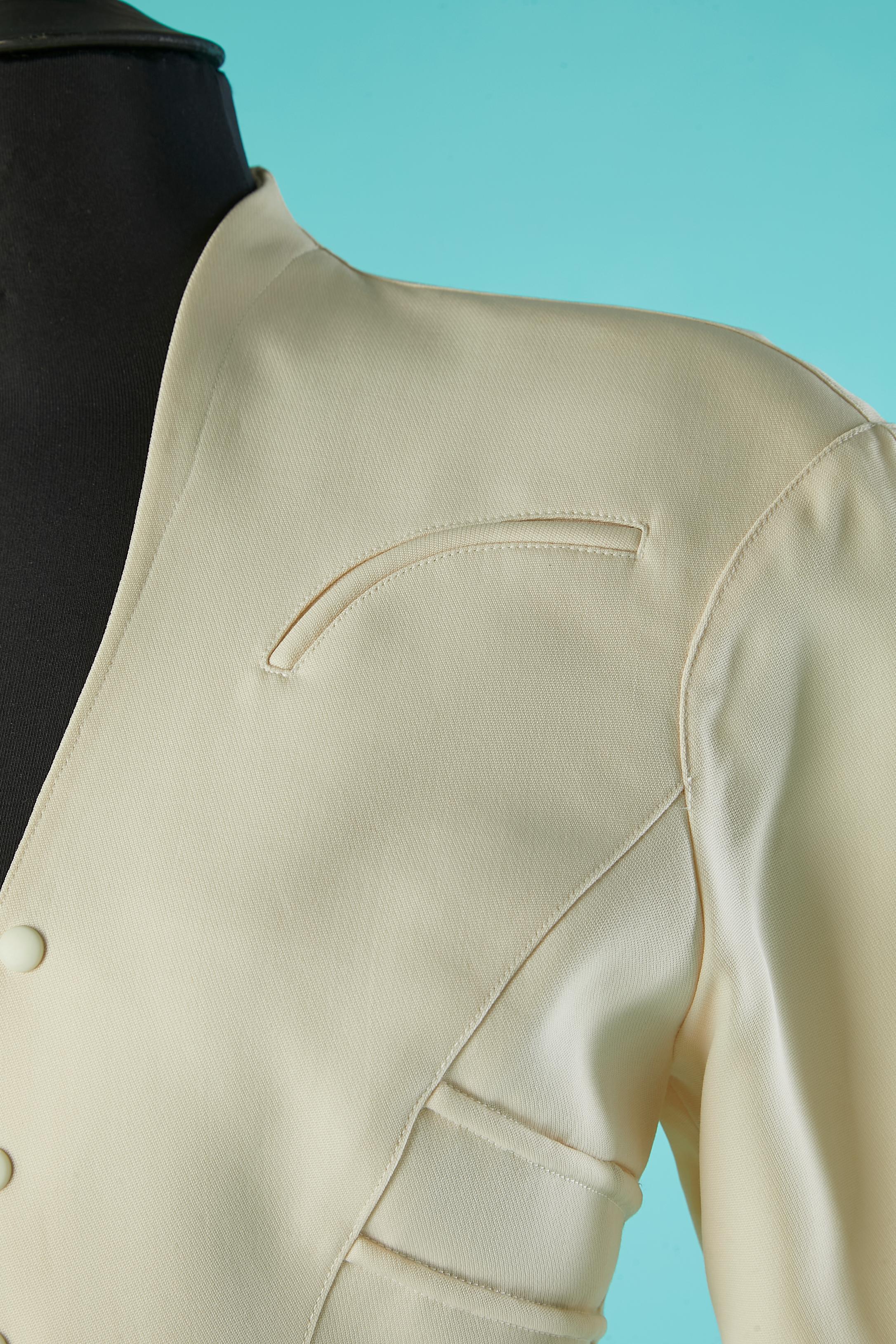 Wool ivory jacket with snaps and piping ribs Thierry Mugler Circa 1990 ...