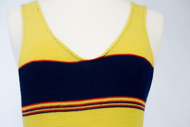 Wool knit Art Deco bathing suit in Chanel or Patou Style- France Circa ...