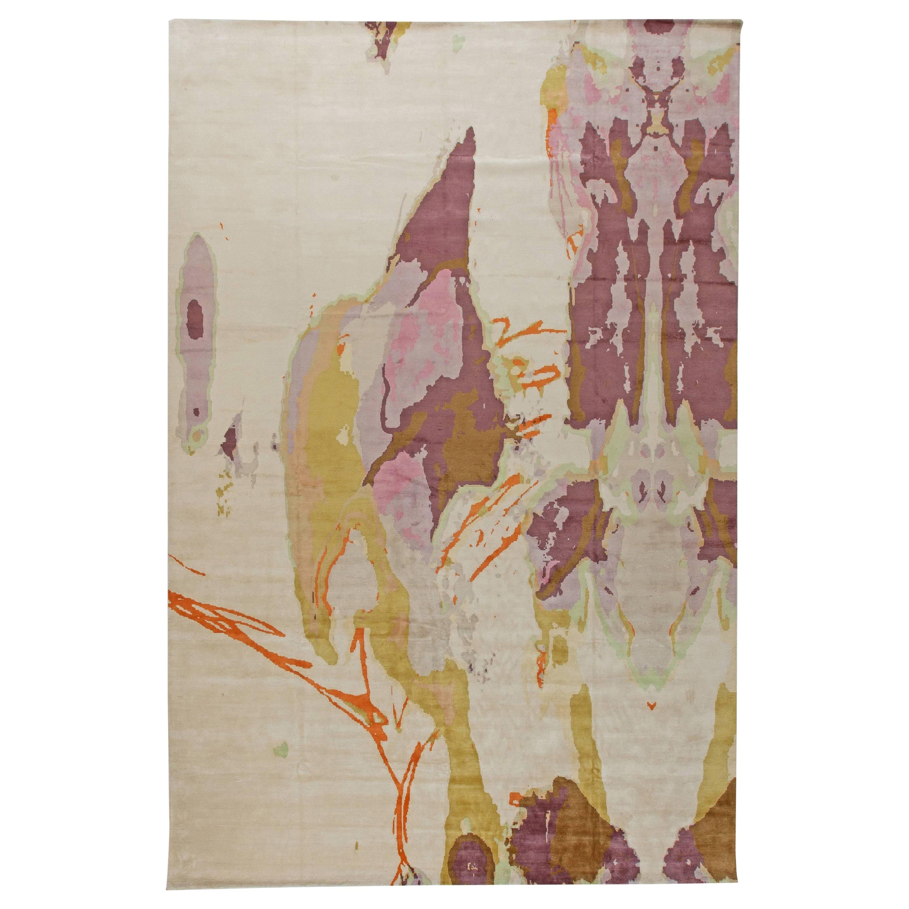 Modern Abstract Beige, Black Hand Knotted Wool Rug by Doris Leslie Blau ...
