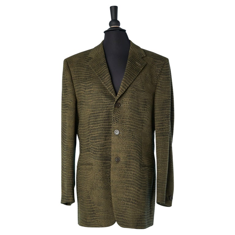 Wool single breasted jacket with snake print pattern Versace Classic V2 ...