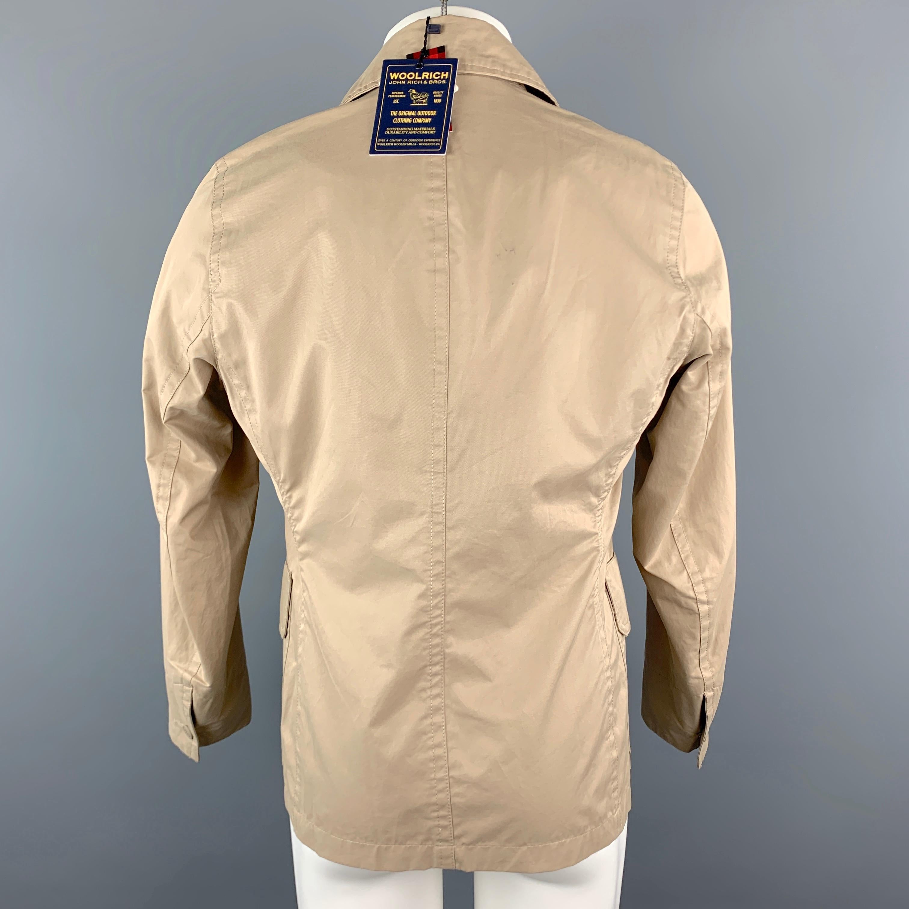 WOOLRICH Size S Tan Cotton Blend Pointed Collar Double Breasted Jacket ...