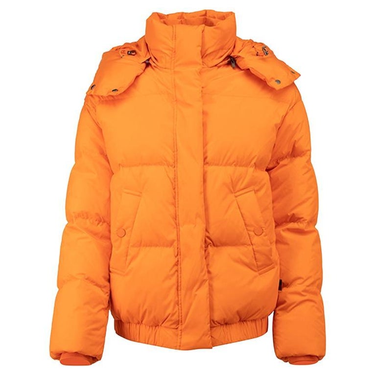 Woolrich Women's Orange Hooded Puffer Jacket For Sale at 1stDibs