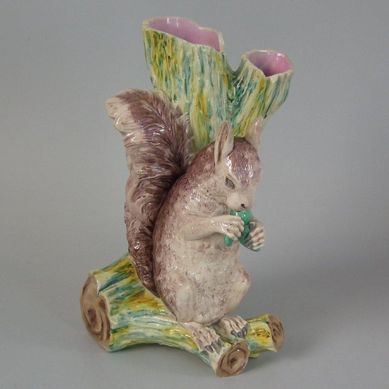 Worcester Majolica Squirrel Figural Vase at 1stDibs