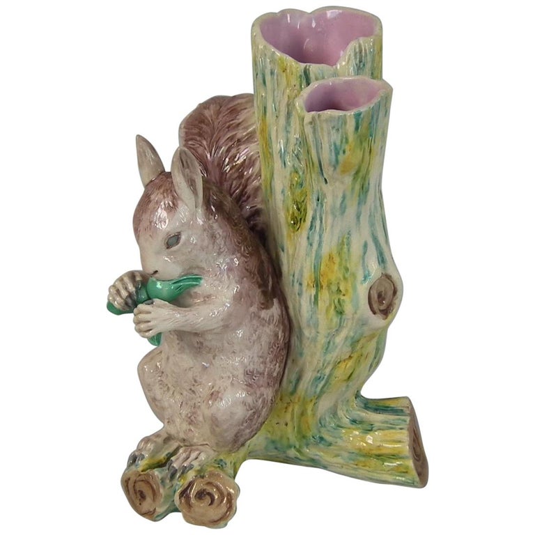Worcester Majolica Squirrel Figural Vase at 1stDibs