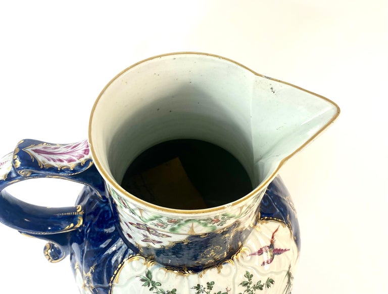Worcester Porcelain ‘Exotic Birds’ Cabbage Leaf Moulded Jug, c. 1770 ...