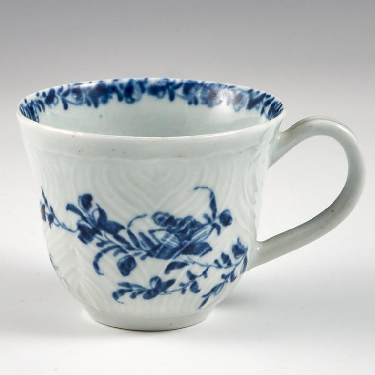 Worcester Porcelain Feather Moulded Floral Pattern Coffee Cup and ...