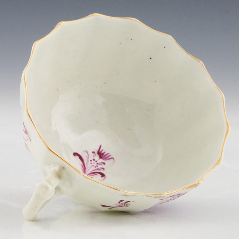 Worcester Porcelain Fluted Puce Floral Pattern Tea Cup and Saucer ...