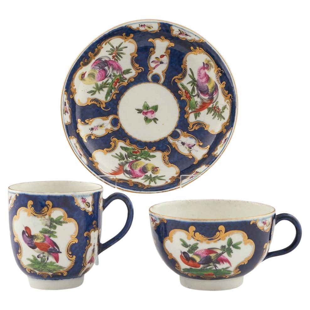 Worcester Porcelain Scale Blue Trio, circa 1770 at 1stDibs