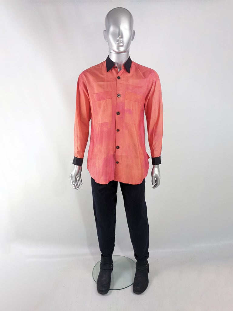 Workers for Freedom Vintage Mens Pure Silk Abstract Dye Evening Shirt ...