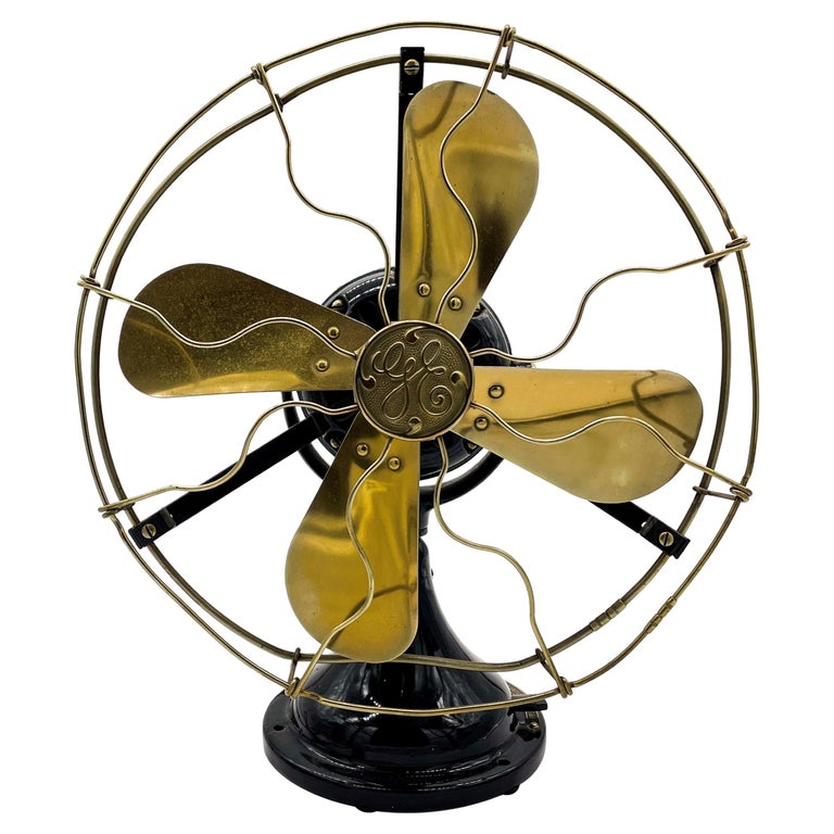 Working Antique General Electric Black Brass Table Fan For Sale at 1stDibs