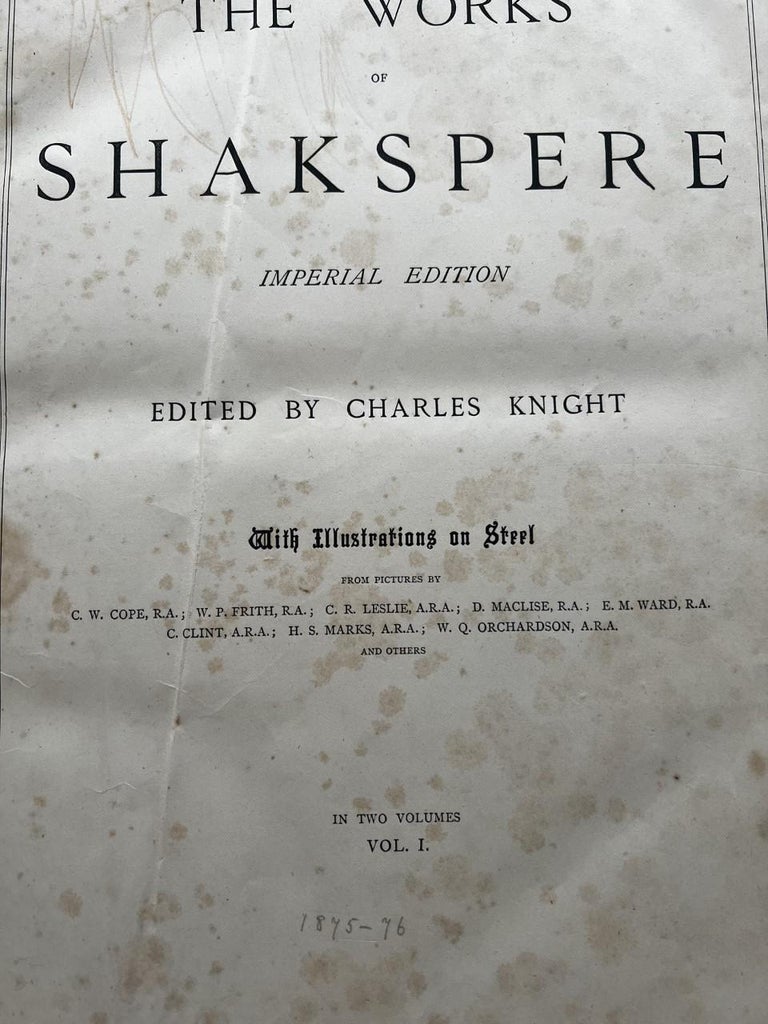 Works of Shakespere Imperial Edition by Charles Knight Vol I with ...