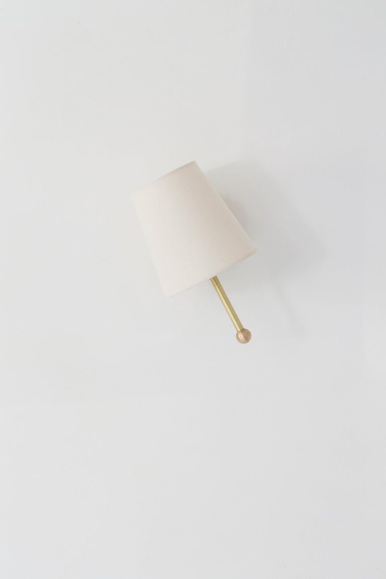 Workstead House Sconce with Linen Shade and Hewn Brass For Sale at 1stDibs