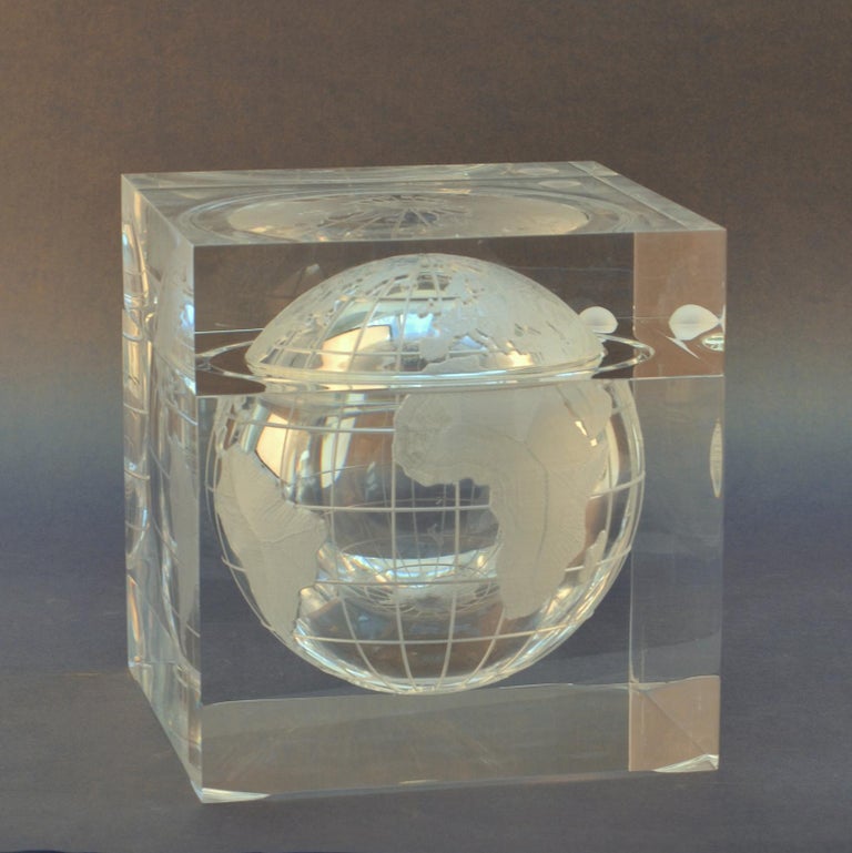 World Globe Ice Bucket Acrylic Cube by Alessandro Albrizzi, Italy, 1960 ...