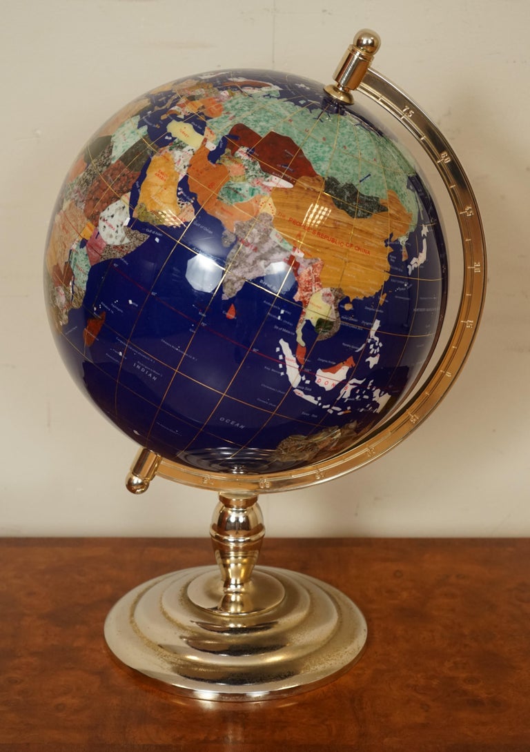 World Globe Made of Precious Gemstones with Brass Stand, 7kg at 1stDibs ...