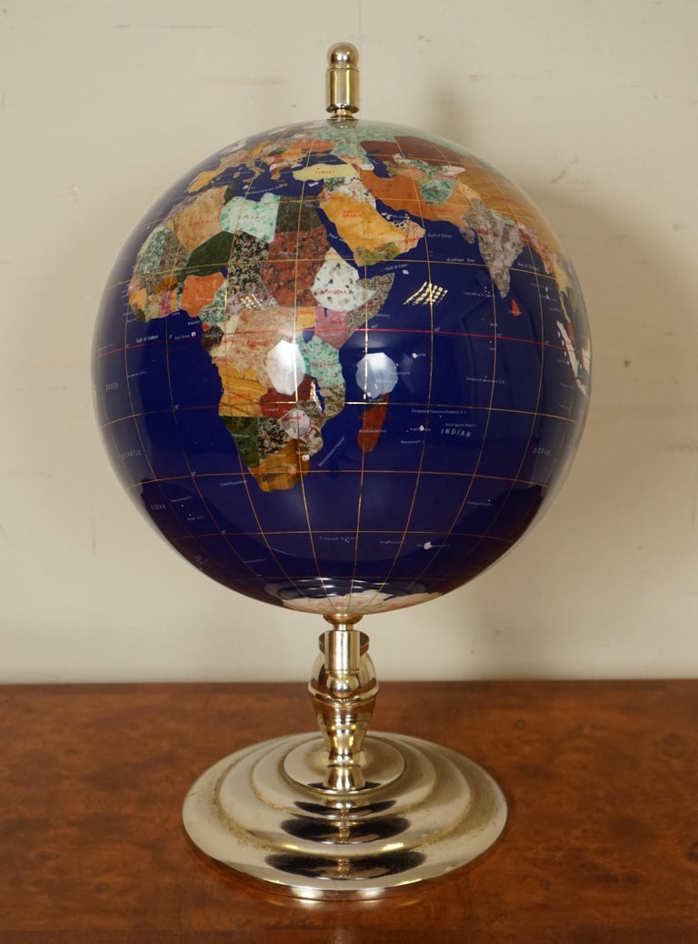 World Globe Made of Precious Gemstones with Brass Stand, 7kg at 1stDibs ...