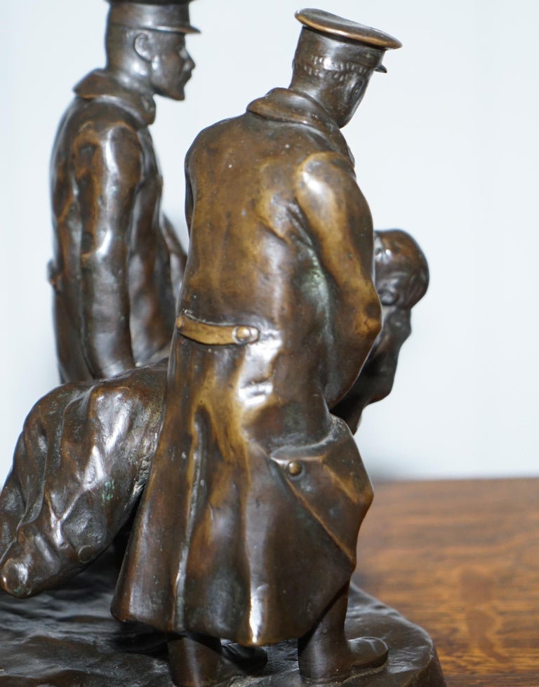 World War 1 French Propriete 1914-1915 Statue of 2 Soldiers Carrying ...