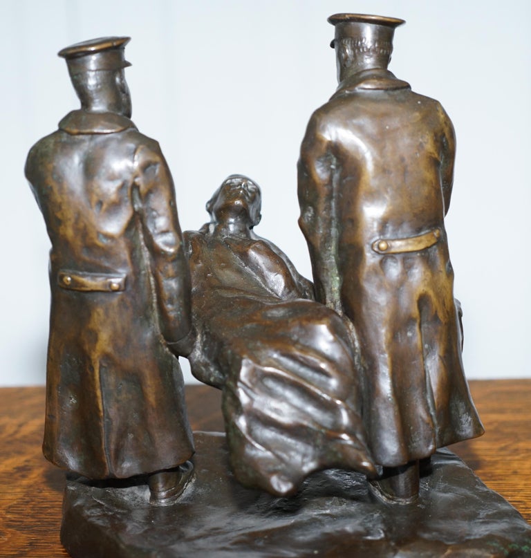 World War 1 French Propriete 1914-1915 Statue of 2 Soldiers Carrying ...