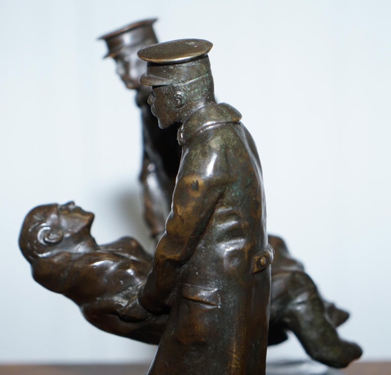 World War 1 French Propriete 1914-1915 Statue of 2 Soldiers Carrying ...