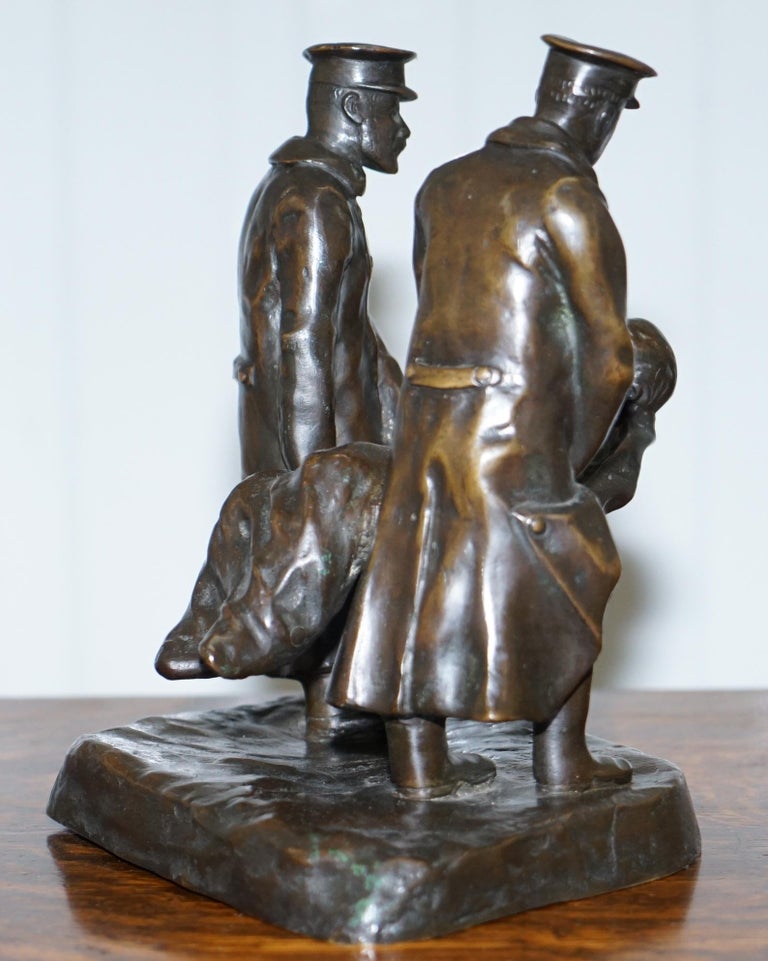 World War 1 French Propriete 1914-1915 Statue of 2 Soldiers Carrying ...