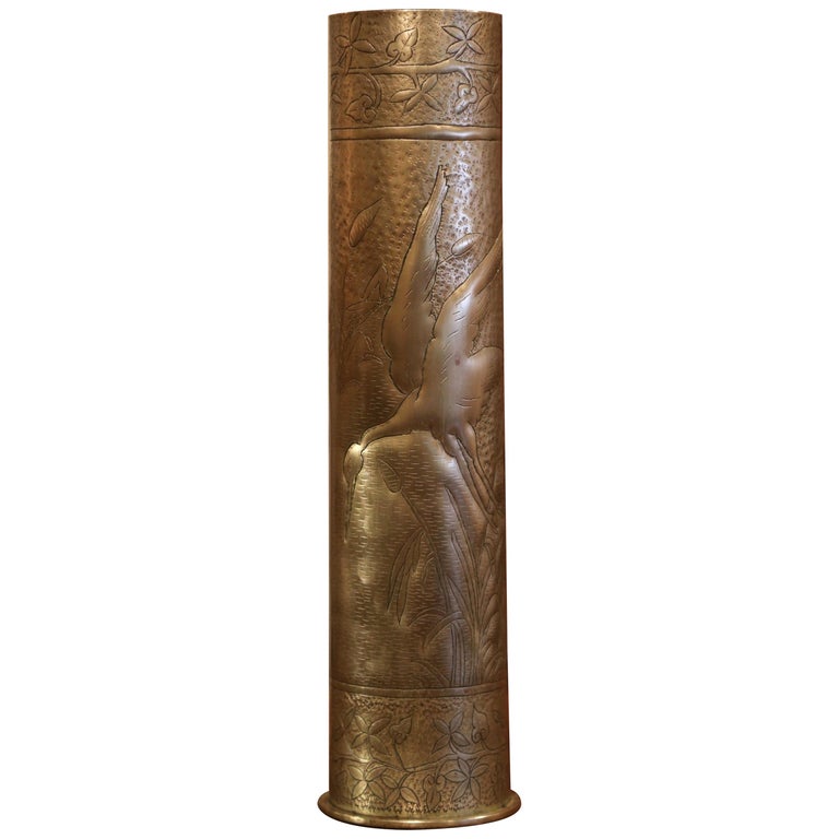 World War I German Trench Artillery Brass Shell Casing Vase with ...