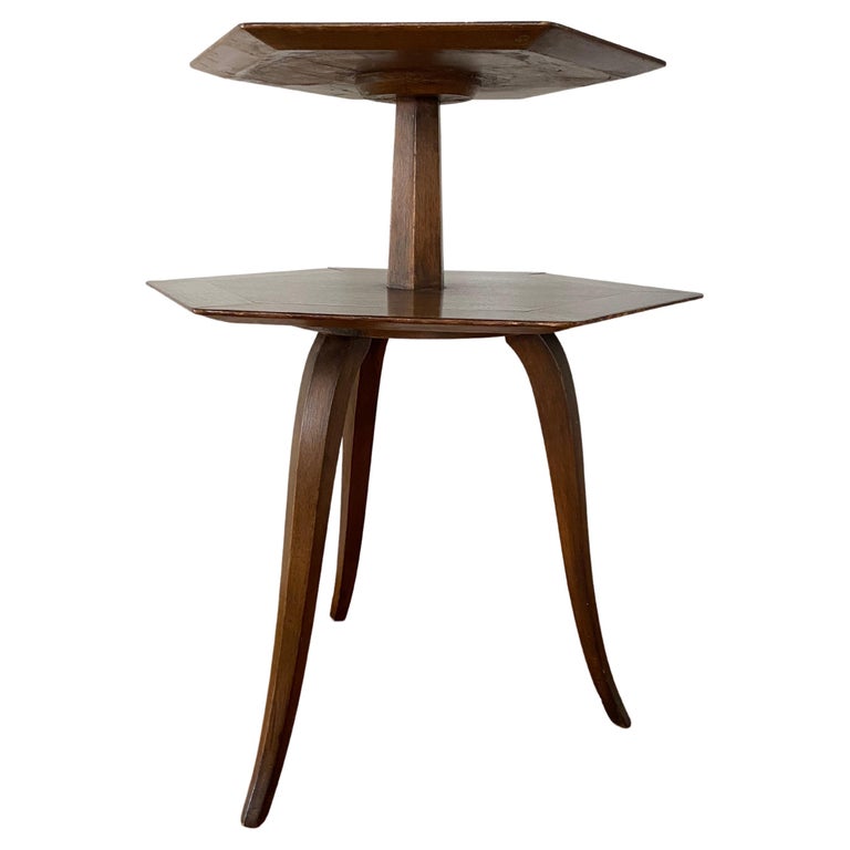 Wormley Dunbar Two Tiered Hexagonal Shaped Table Midcentury Mahogany ...