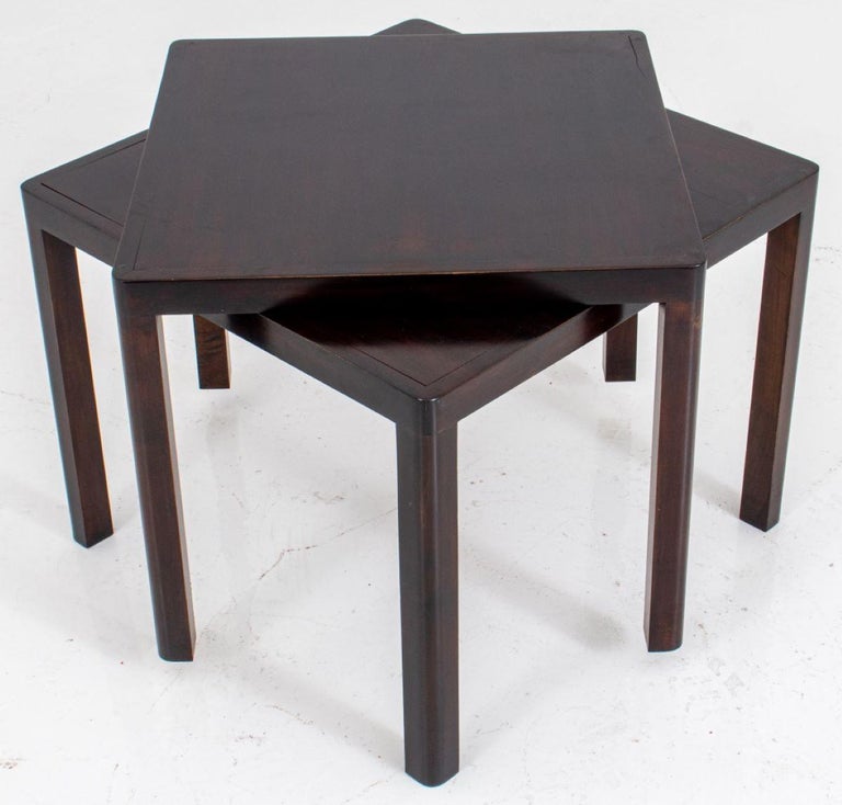 Wormley Manner Modernist Square Mahogany Lamp Tables For Sale at 1stDibs