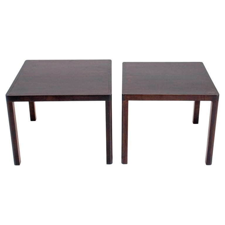 Wormley Manner Modernist Square Mahogany Lamp Tables For Sale at 1stDibs