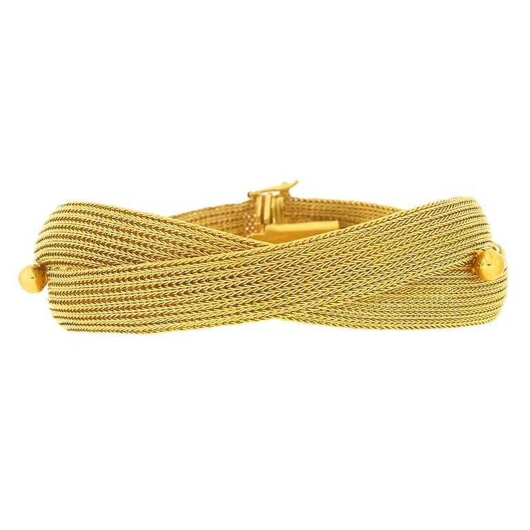 Woven Braided Mesh 18K Bracelet For Sale at 1stDibs
