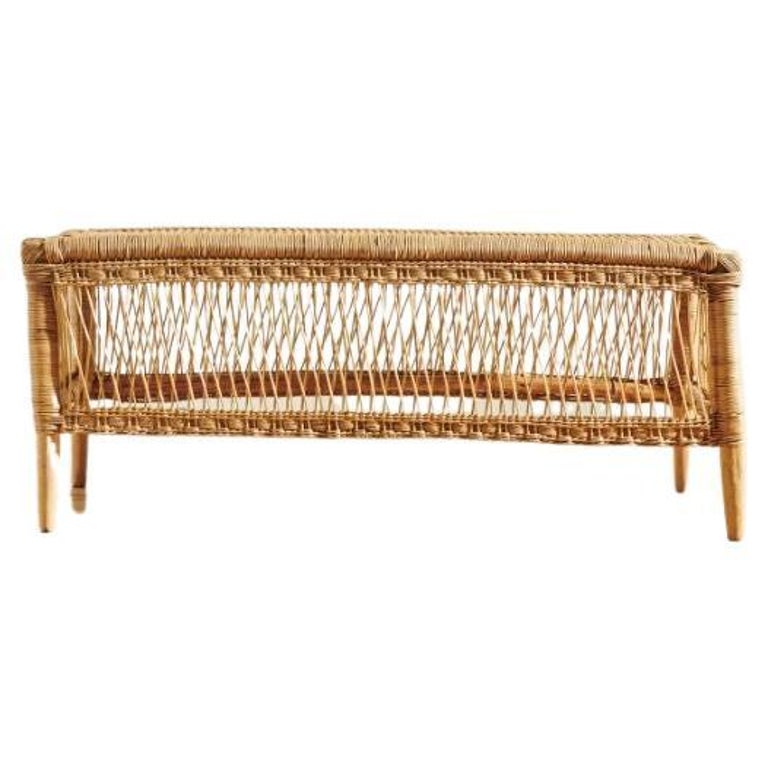 Handwoven Malawi Cane Bench in Open Weave For Sale at 1stDibs