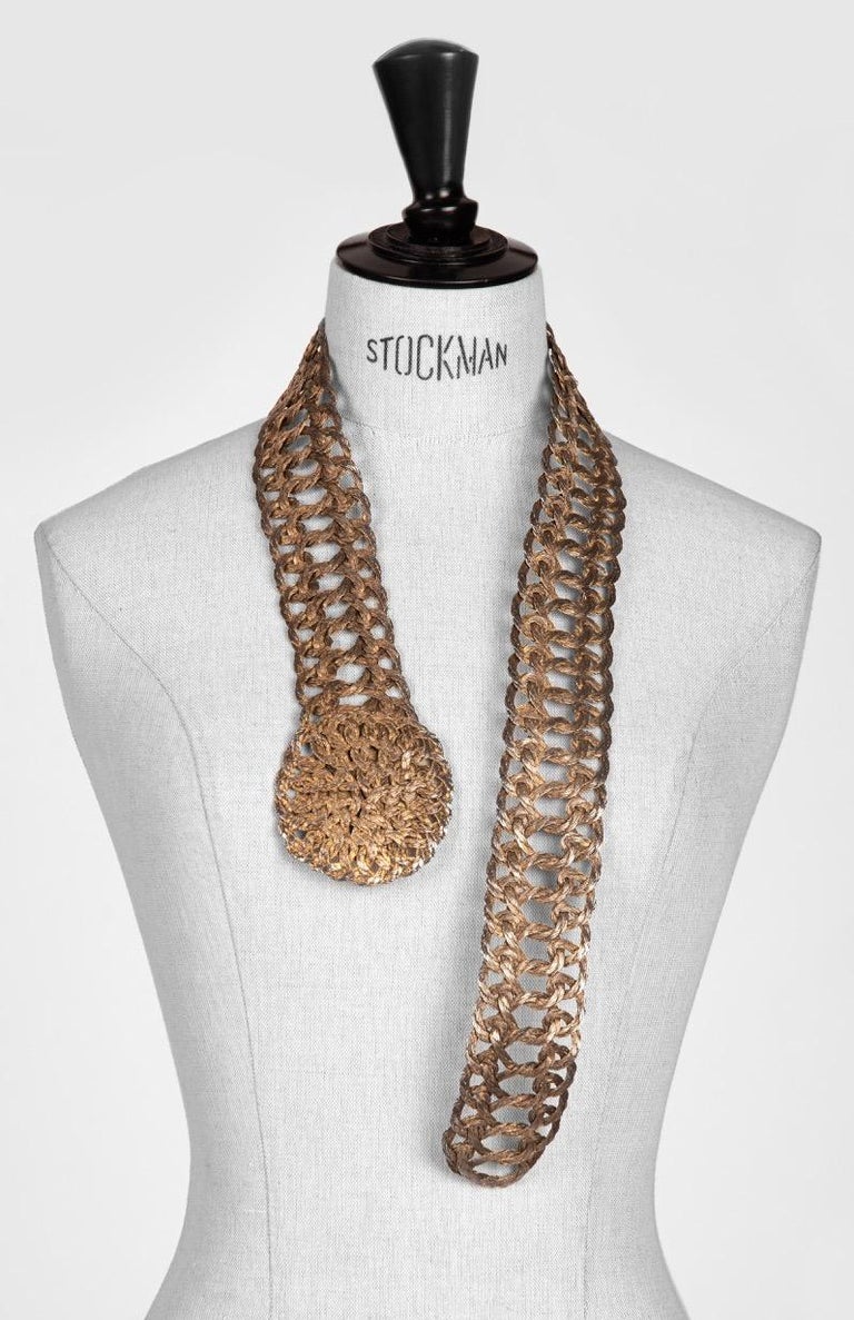 Woven Silvery Gold Tone Metal Thread Buckle and Belt c. 1970s For Sale ...