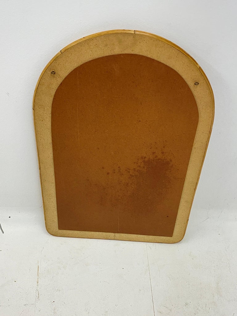 Woven Herringbone Rattan Faux Bamboo Wall Mirror France, circa 1970 For ...