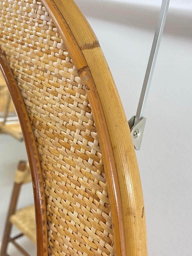 Woven Herringbone Rattan Faux Bamboo Wall Mirror France, circa 1970 For ...