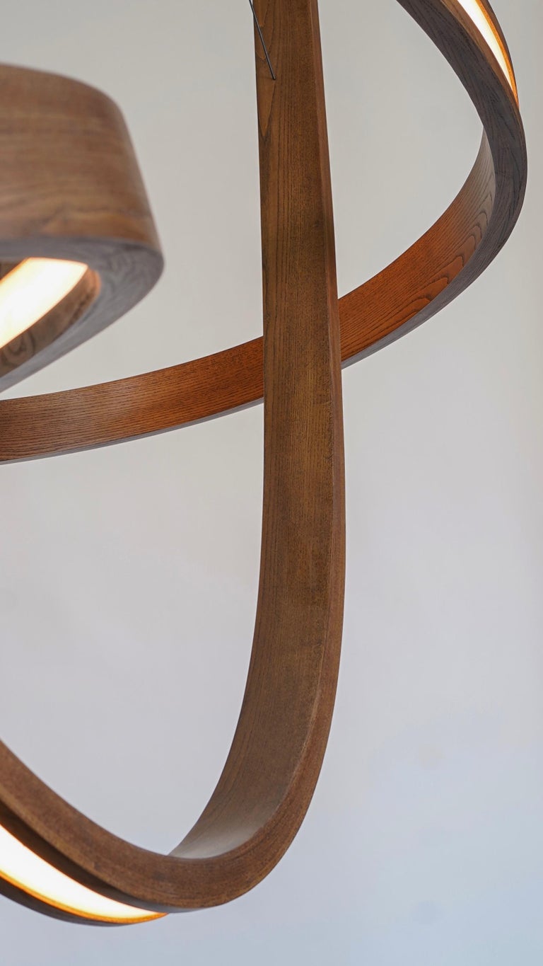 Woven III, Hanging Multi-Element Freeform Wooden Pendant Light For Sale ...