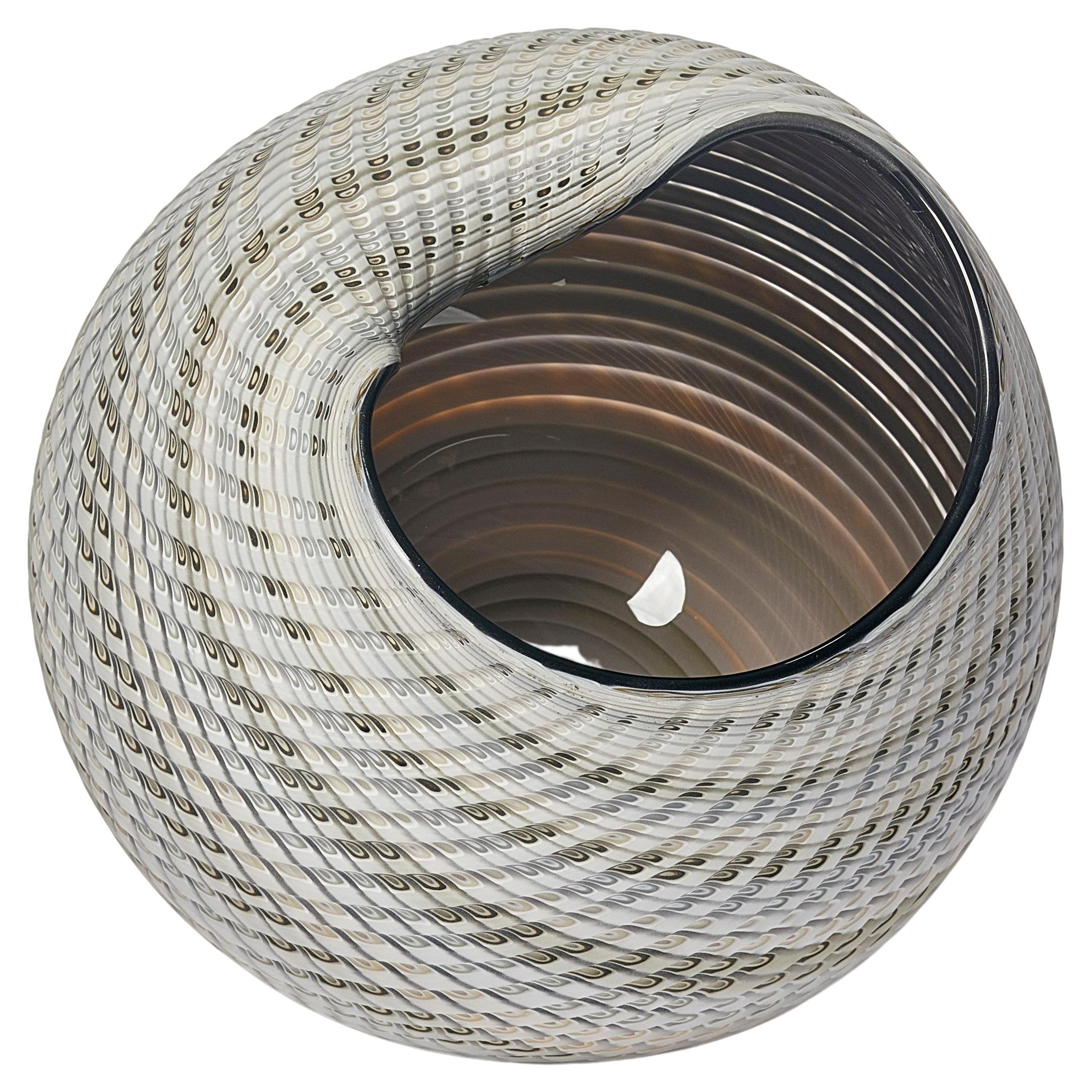 Woven Mandala No 5, a neutral palette textured glass sculpture by Layne ...