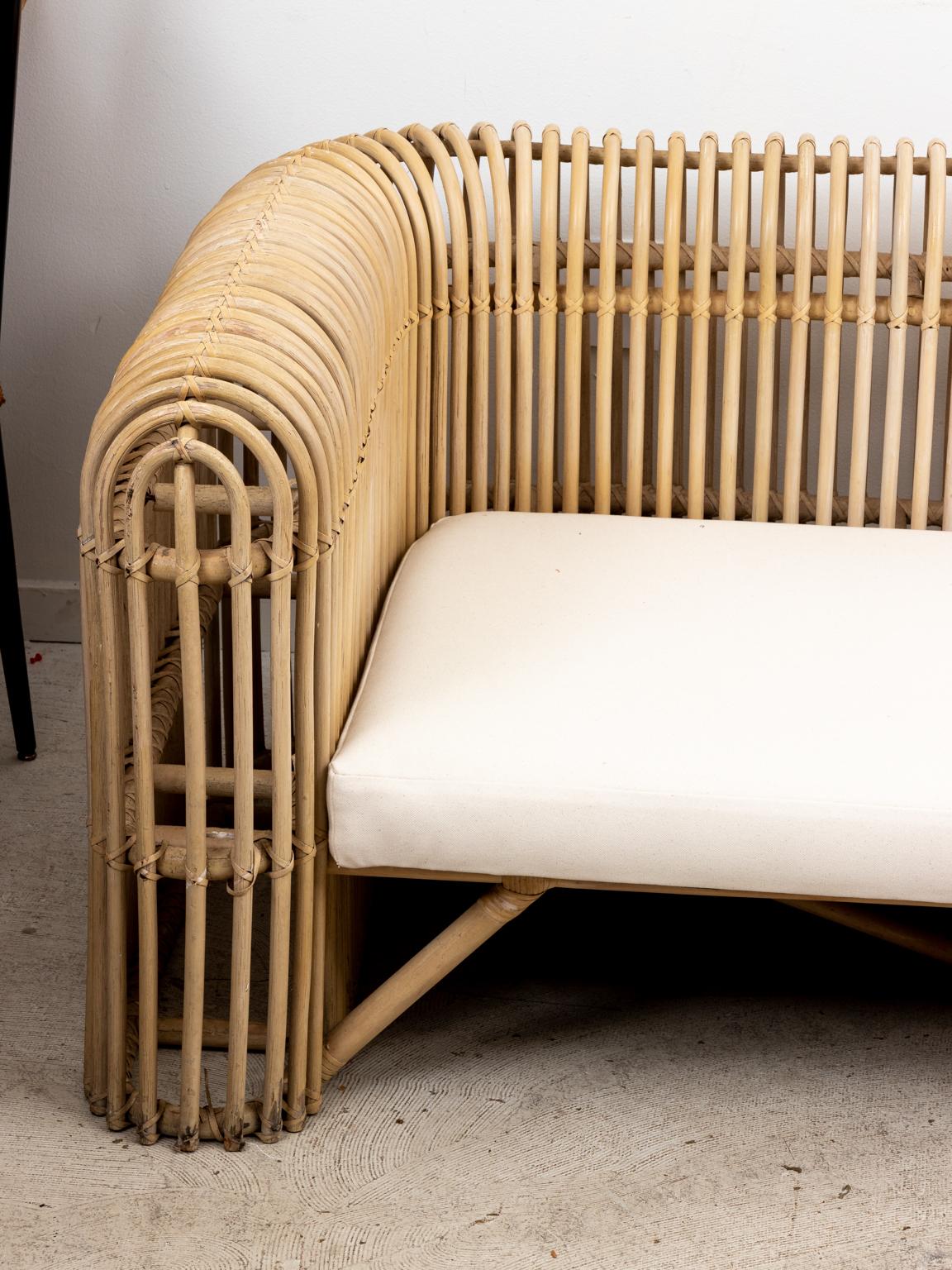 Woven Mid-Century Modern Style Rattan Sofa at 1stDibs