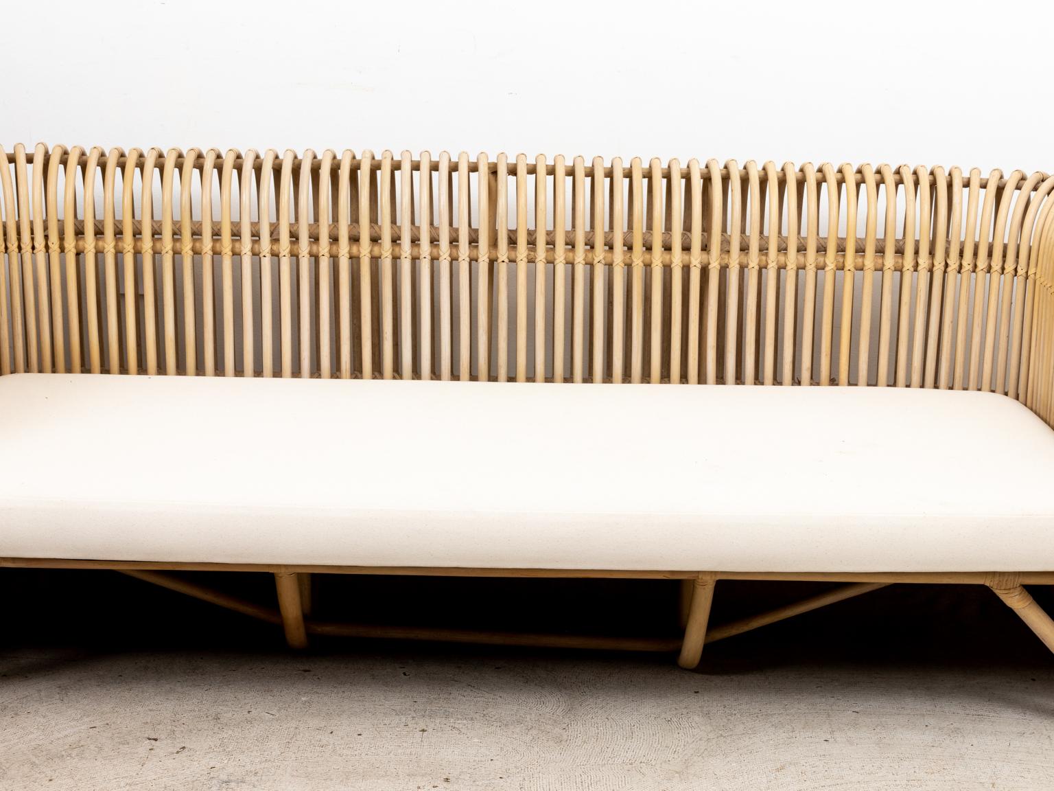 Woven Mid-Century Modern Style Rattan Sofa at 1stDibs