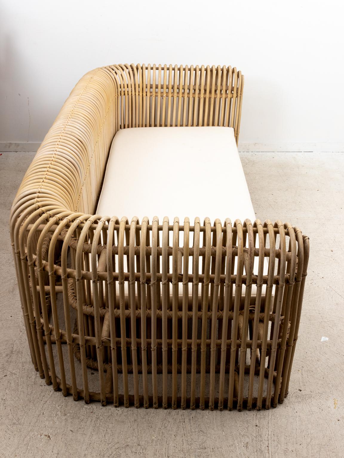 Woven Mid-Century Modern Style Rattan Sofa at 1stDibs