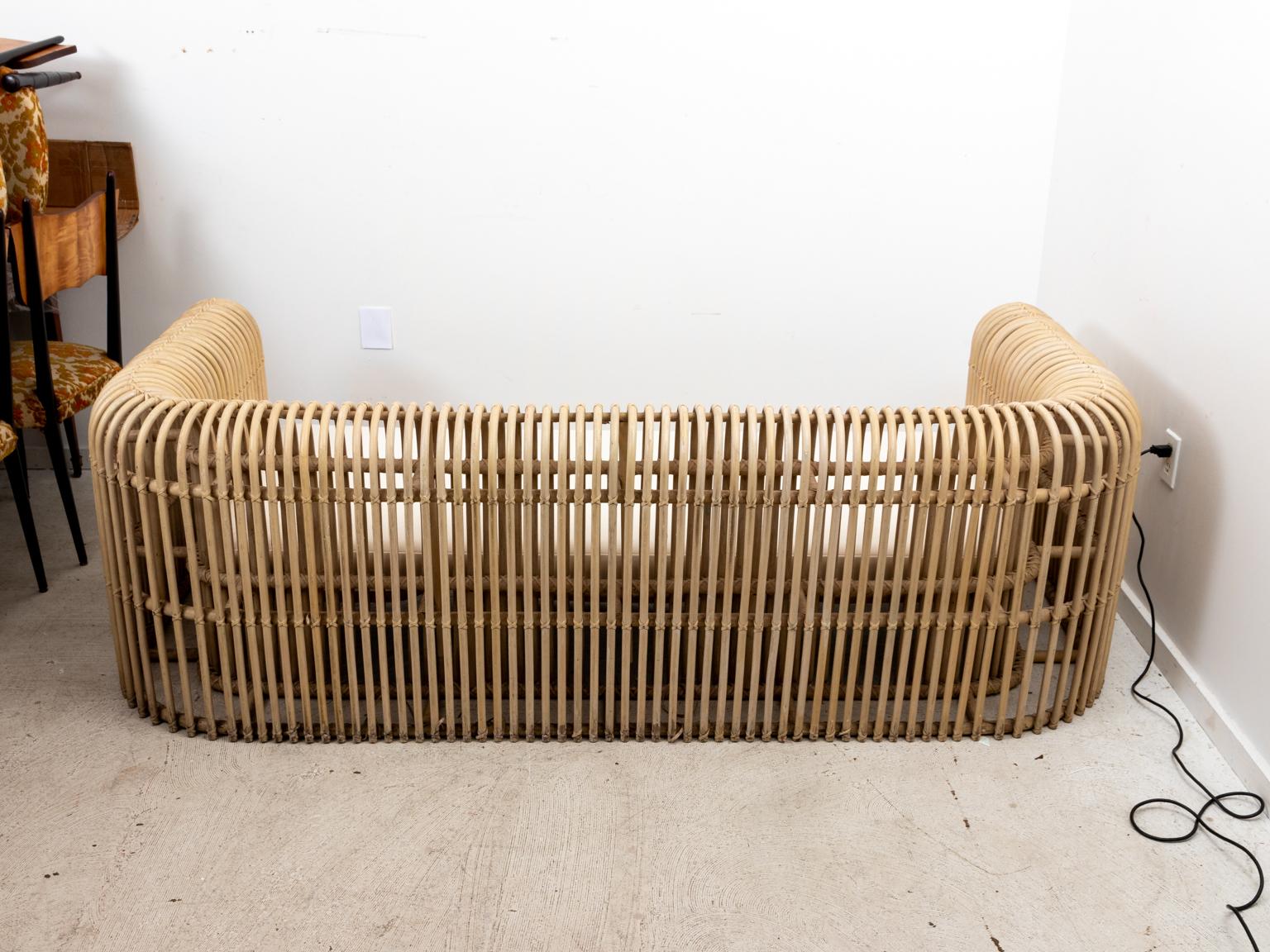 Woven Mid-Century Modern Style Rattan Sofa at 1stDibs