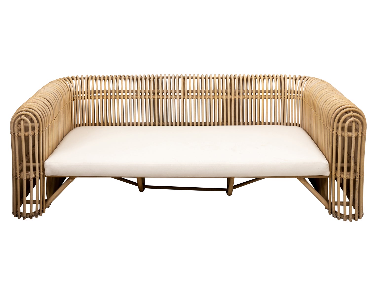 Woven Mid-Century Modern Style Rattan Sofa at 1stDibs