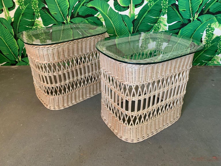 Woven Rattan and Wicker End Tables at 1stDibs