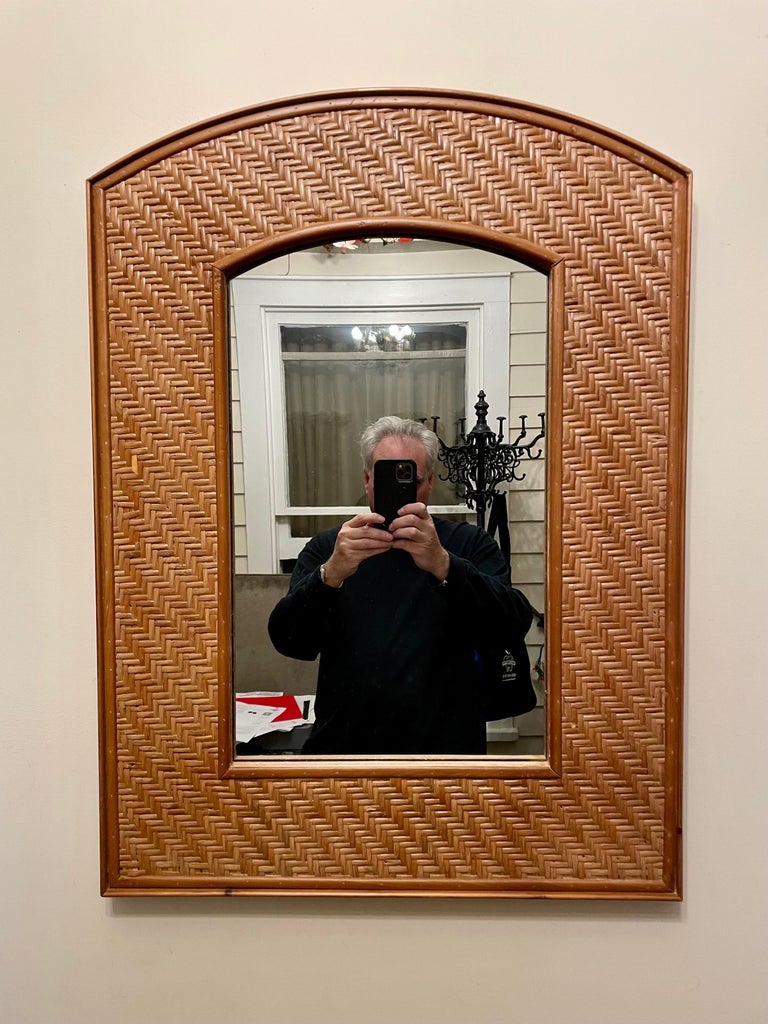 Woven Rattan Arch Top Mirror For Sale at 1stDibs