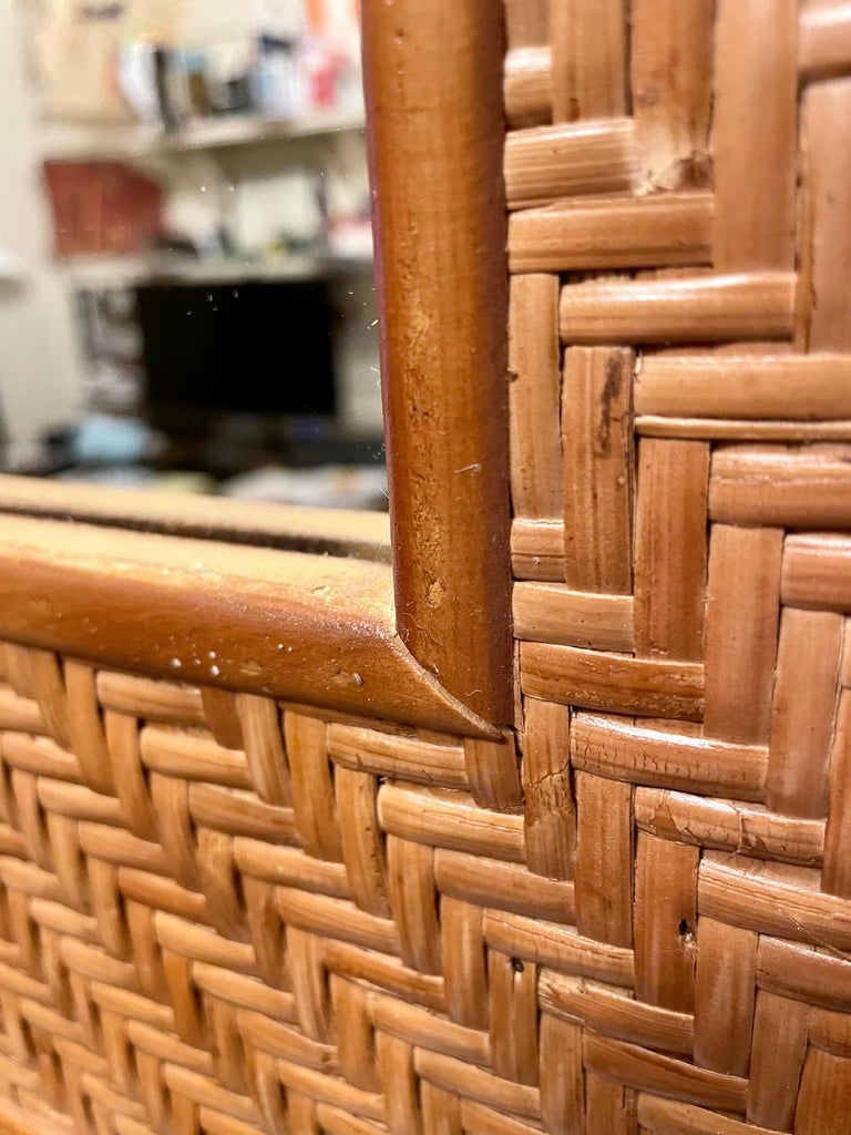 Woven Rattan Arch Top Mirror For Sale at 1stDibs