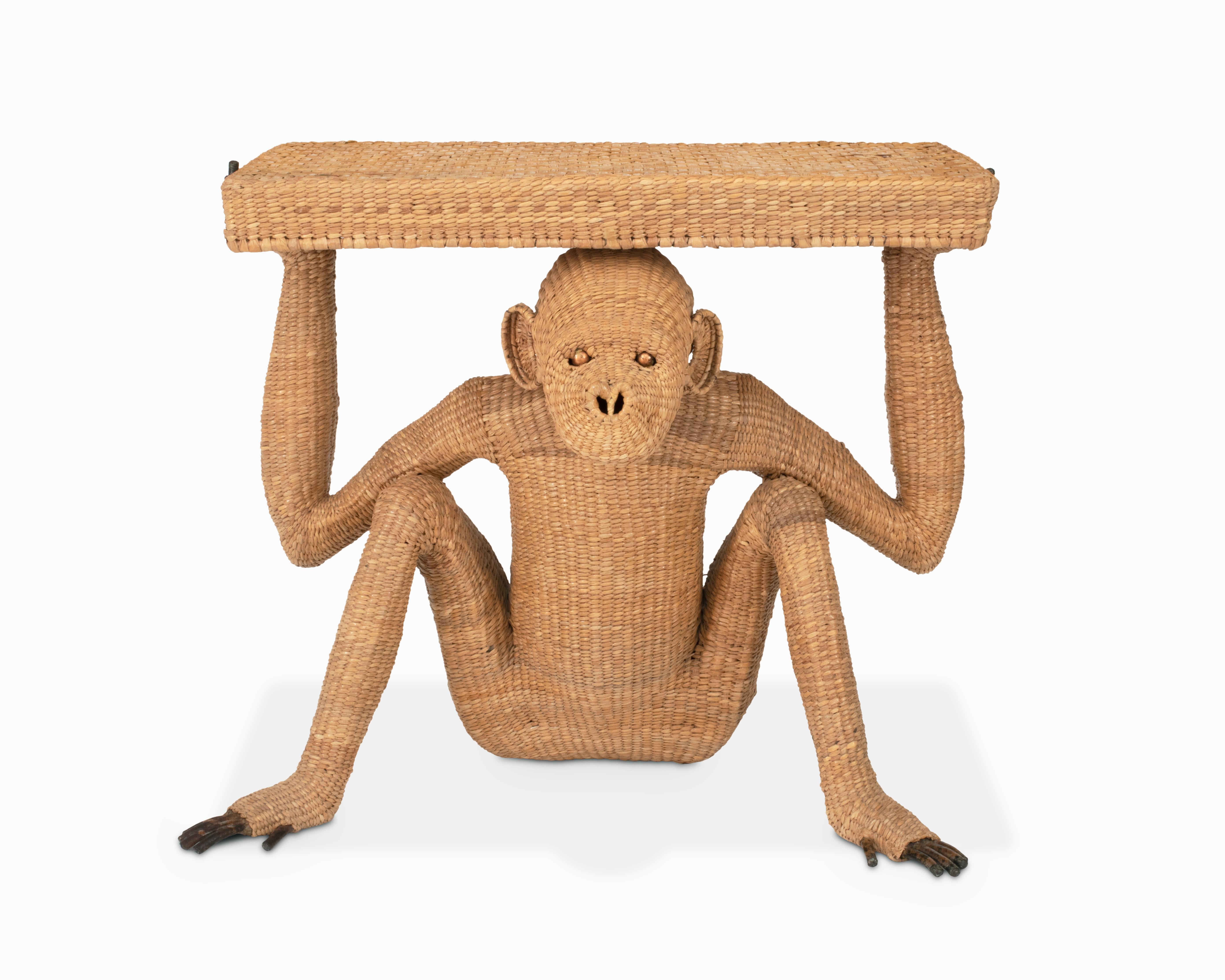 Woven Rattan Monkey Console Table by Mario Lopez Torres For Sale at ...