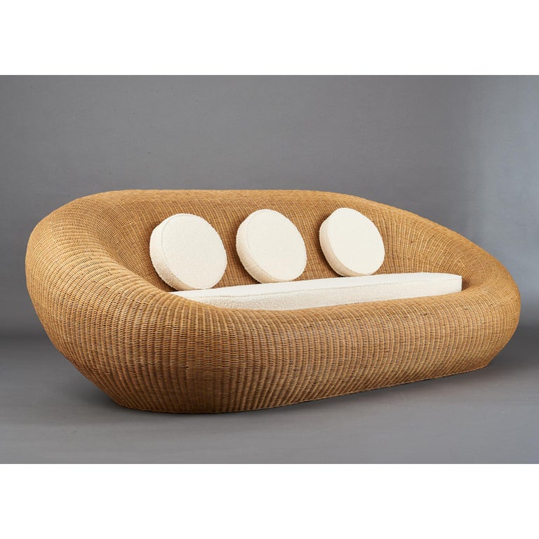 Woven Rattan Oval Shaped Couch, ca. 1999 For Sale at 1stDibs