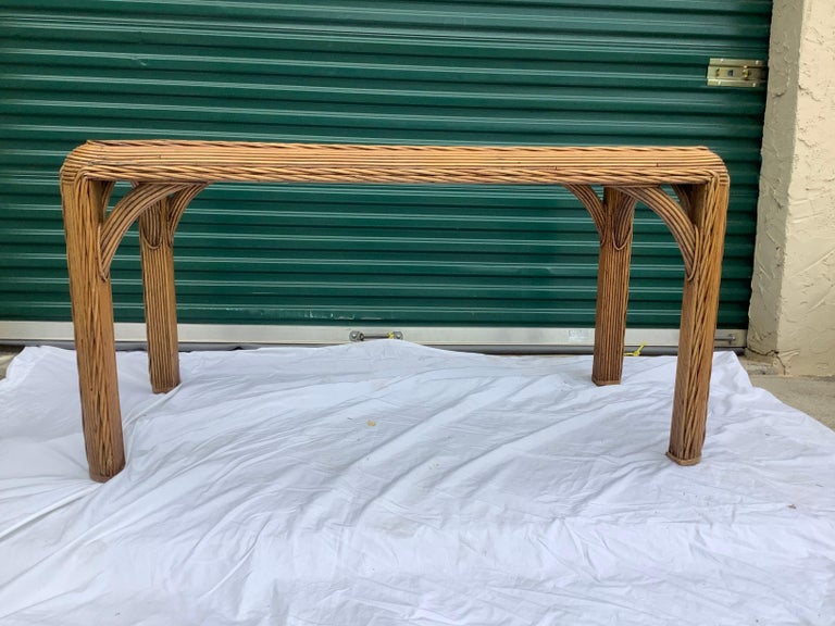 Woven Reed Dining Table w/ 8 Chairs, Crespi Style For Sale at 1stDibs