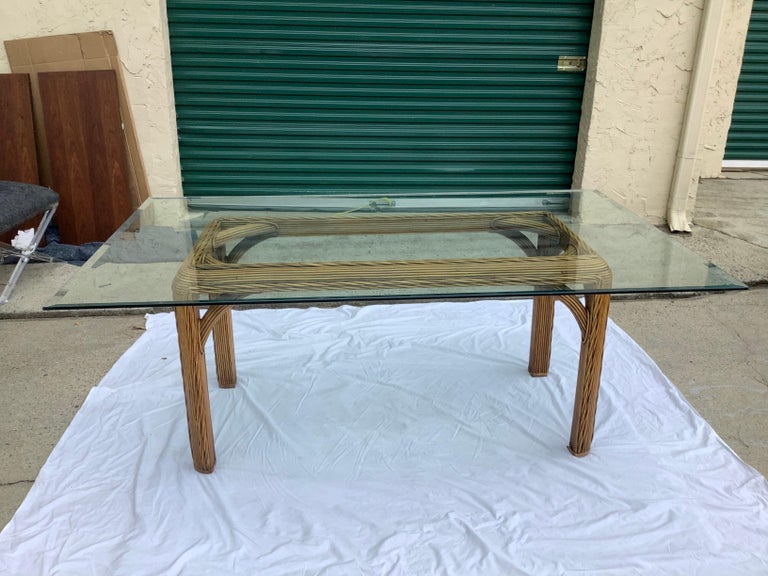 Woven Reed Dining Table w/ 8 Chairs, Crespi Style For Sale at 1stDibs