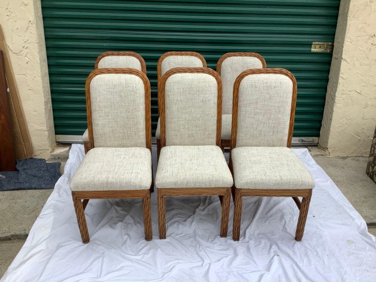 Woven Reed Dining Table w/ 8 Chairs, Crespi Style For Sale at 1stDibs