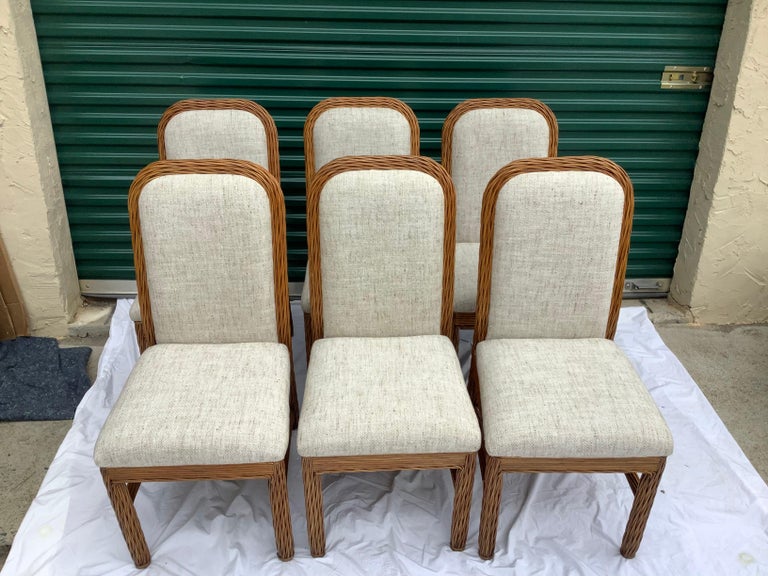 Woven Reed Dining Table w/ 8 Chairs, Crespi Style For Sale at 1stDibs