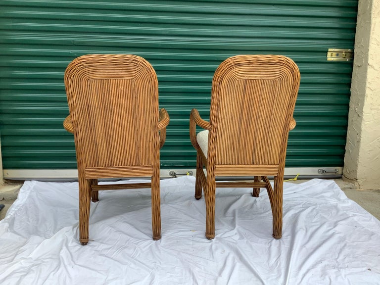 Woven Reed Dining Table w/ 8 Chairs, Crespi Style For Sale at 1stDibs